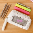 Bowknot Decorated Pencil Case Plush Construction Extra Storage Space ...