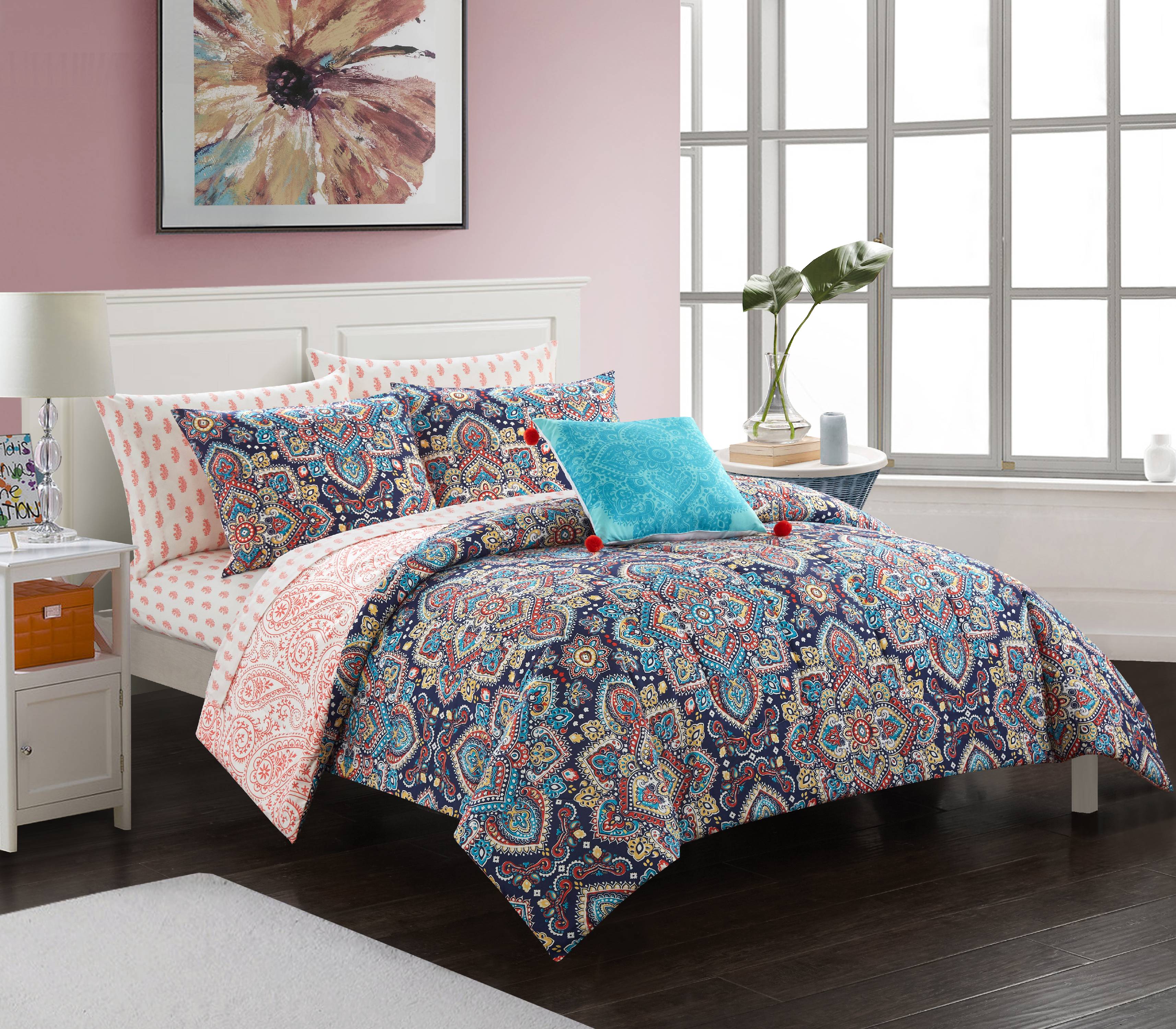 Your Zone Serena 5 Piece Bed In A Bag Bedding Set Twin Size Multi Your Zone Serena 5 Piece Bed In A Bag Bedding Set Twin Size Multi