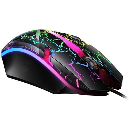 XYCCY Wired Mechanical Gaming Mouse, Crack Design, Colorful Breathing ...