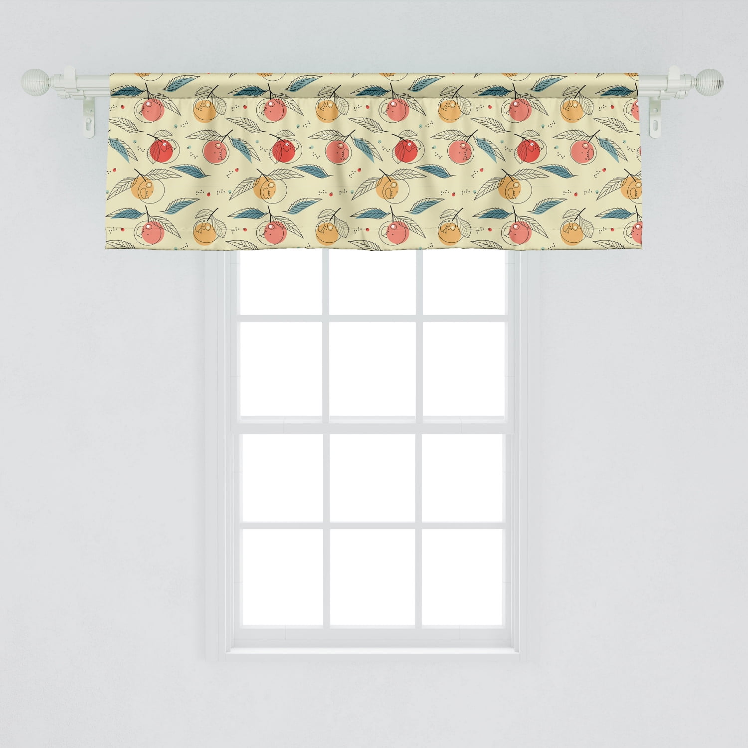 Ambesonne Fruit Window Valance, Contour Fresh Tangerines with Long ...