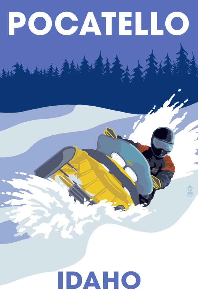 Pocatello, Idaho, Snowmobile Scene (16x24 Giclee Gallery Art Print ...