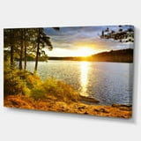 Designart 'Beautiful View of Sunset over Lake ' Landscape Canvas Art ...