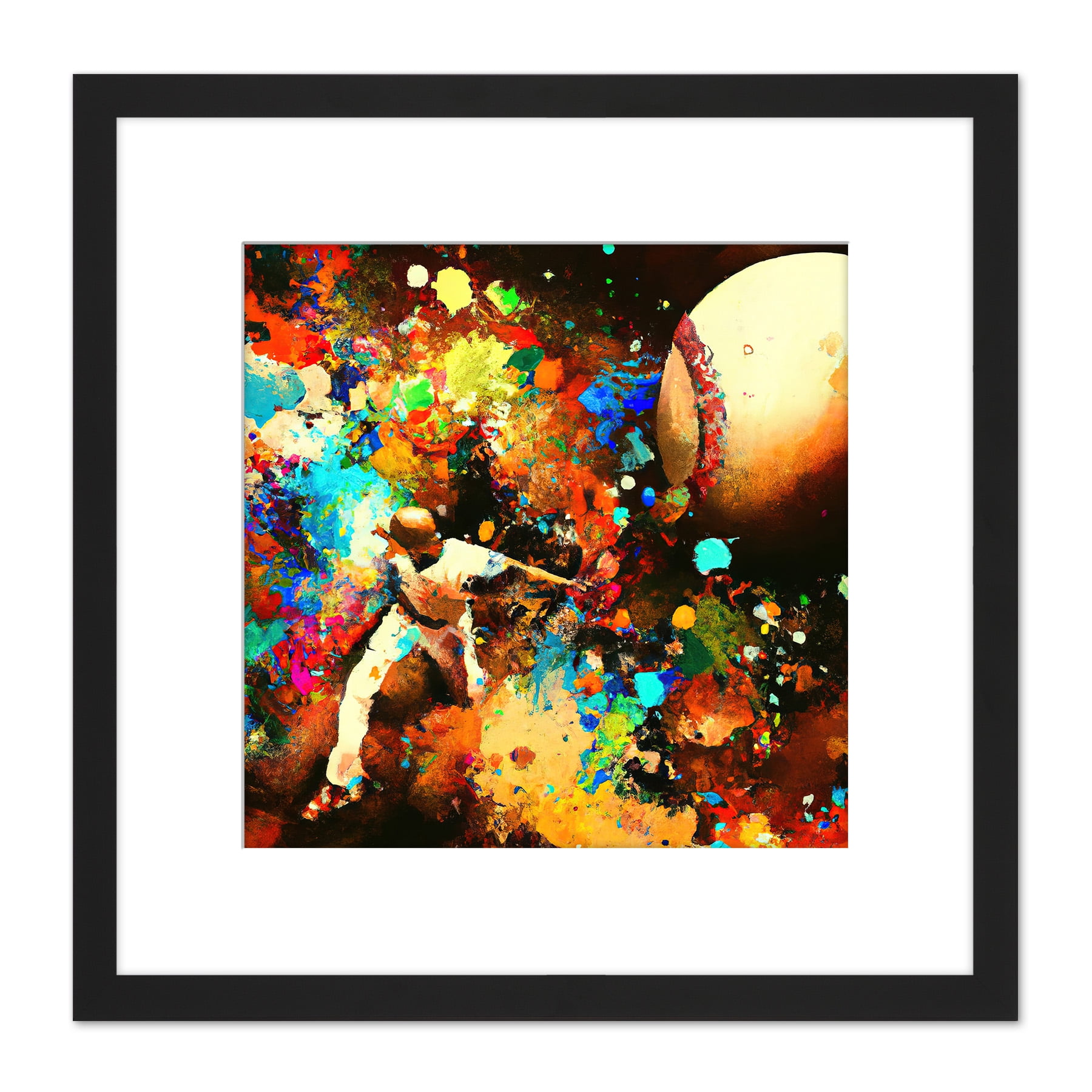 Abstract Baseball Throw Colourful Abstract Paint Splat Painting Square ...