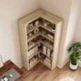 71.8 Inch Light Wood L-Shaped Corner Bookshelf, Five Tier Heavy Load ...