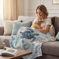 Coastal Turtle Throw Blanket for Couch, Soft Lightweight Flannel Fleece ...