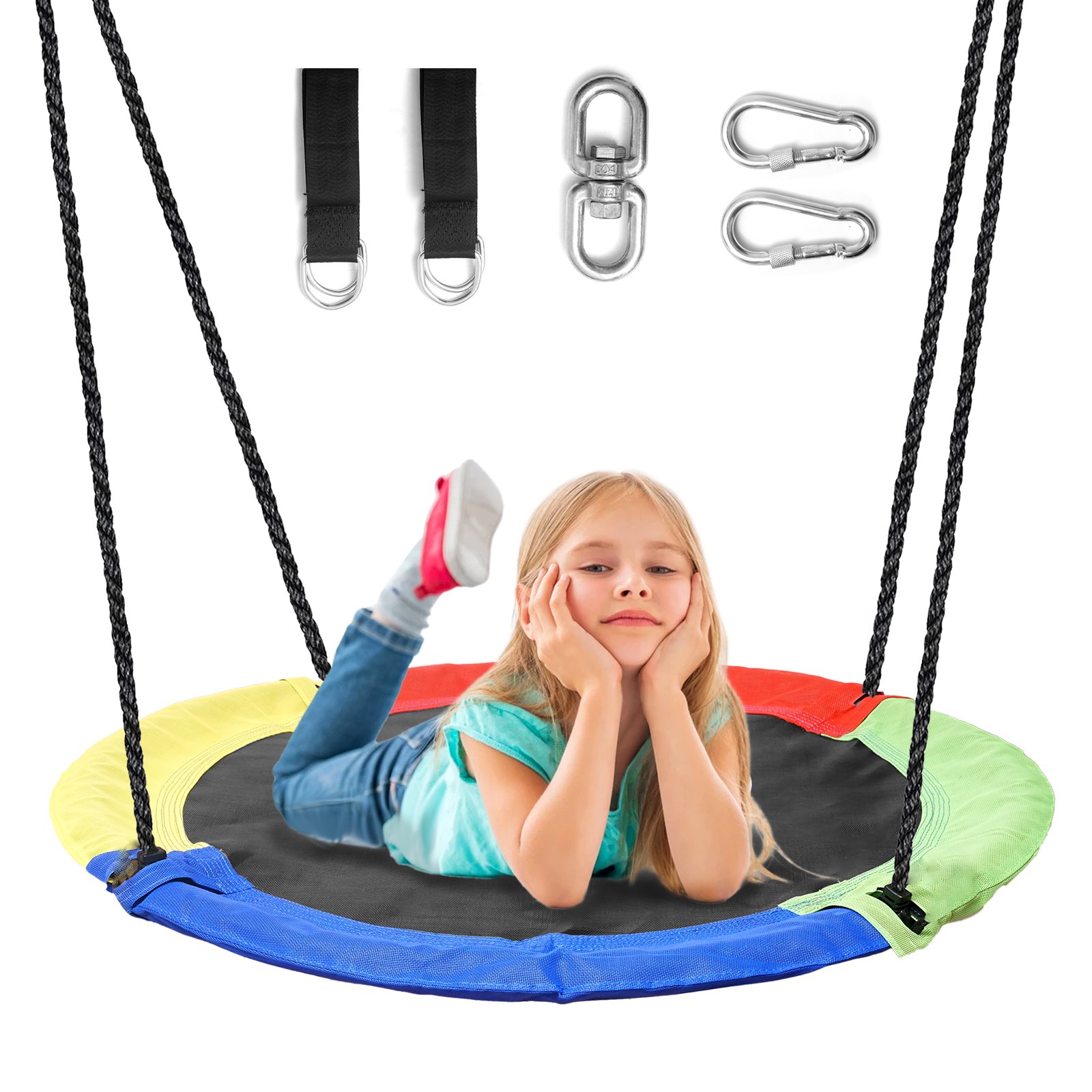 Costway Saucer Tree Swing Surf Kids Outdoor Adjustable Swing Set w ...