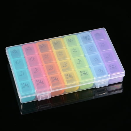 DJK Storage Box Portable Weekly Prescription and Medication Case Pill ...