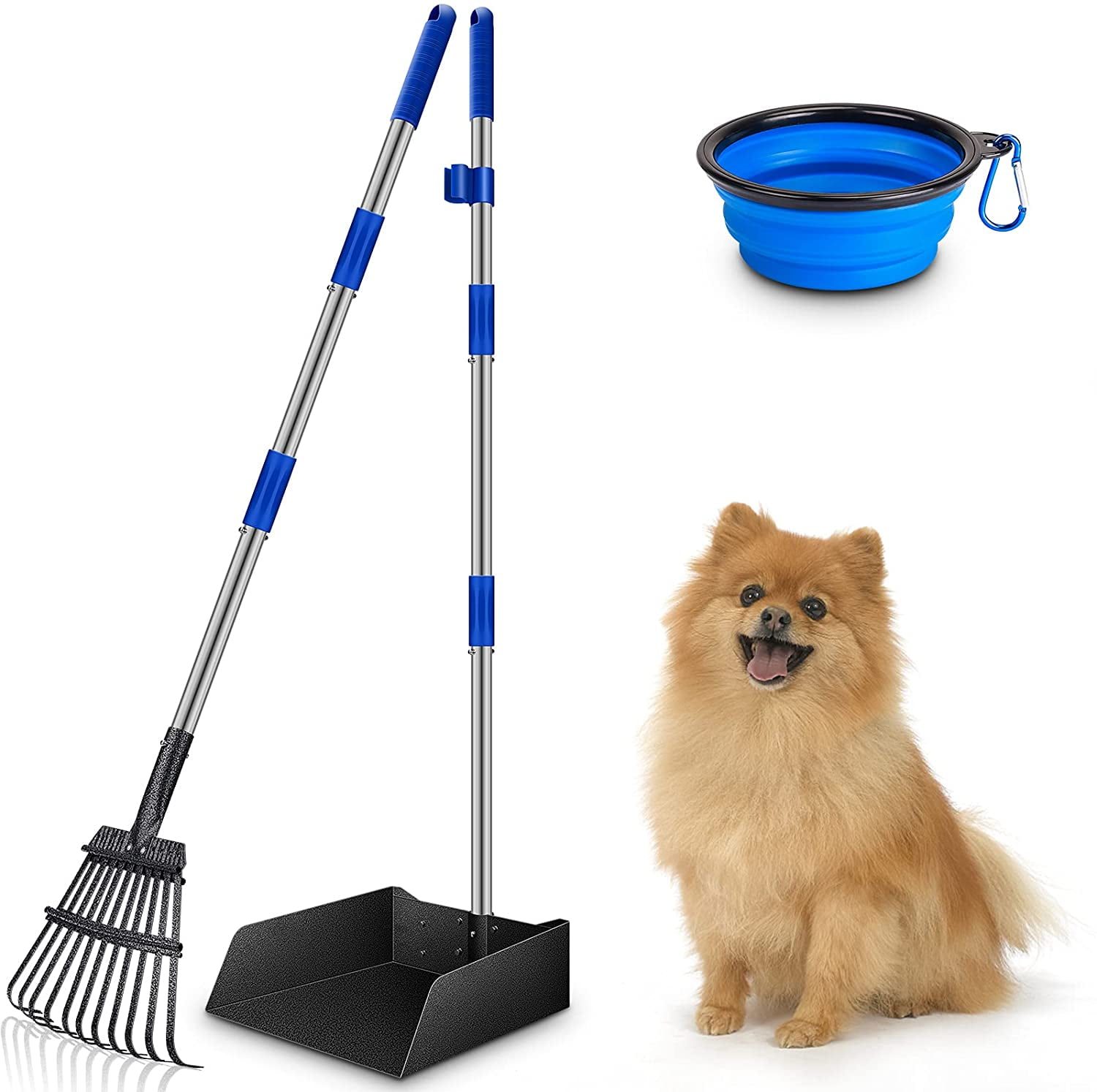Wgthhk Dog Pooper Scooper, Adjustable Long Handle Stainless Metal Pet ...