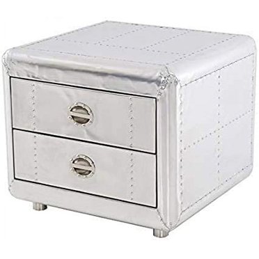 NauticalMart Aviator Aero Aluminum Side End Table, Bed Side One Drawer ...