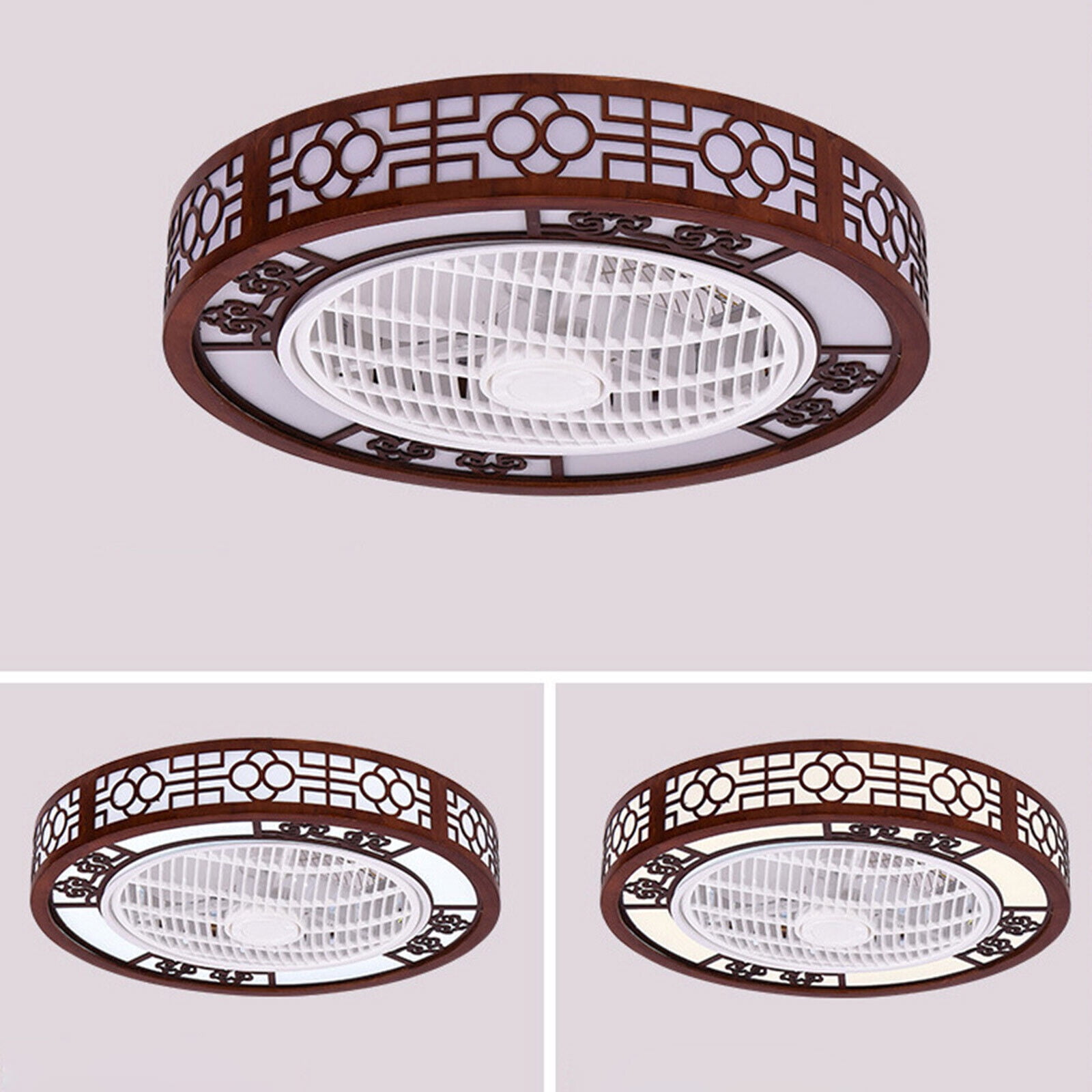 22" Round LED Ceiling Fan Light 3-Speed Flush Mount Ceiling Fixture ...