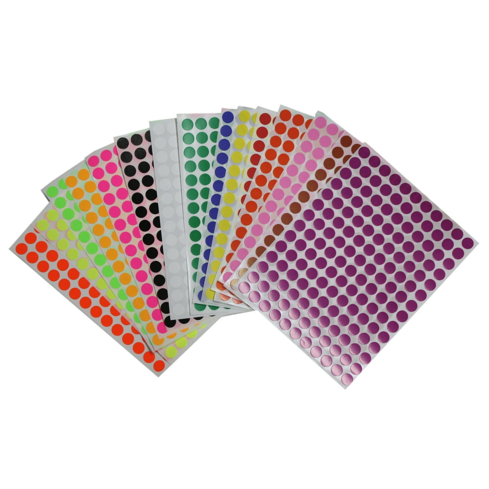 Round DOTS 3/8 “ inch (0.375") 15 Colors - 15 Sheets -10mm - Arts ...