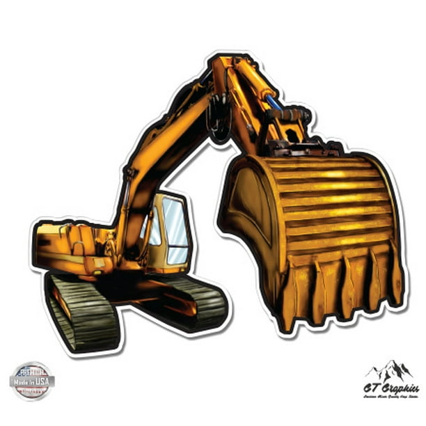 Excavator Backhoe - 12" Vinyl Sticker Waterproof Decal - Walmart.com