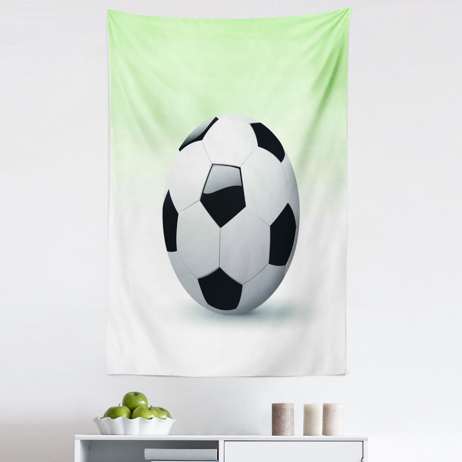 Sports Tapestry, Vector Image of Football Soccer Ball Art Green Ombre ...