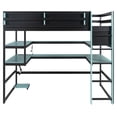 Cloud Blue Full Size Wood Loft Bed with Desk, Side Storage Rack, Multi ...