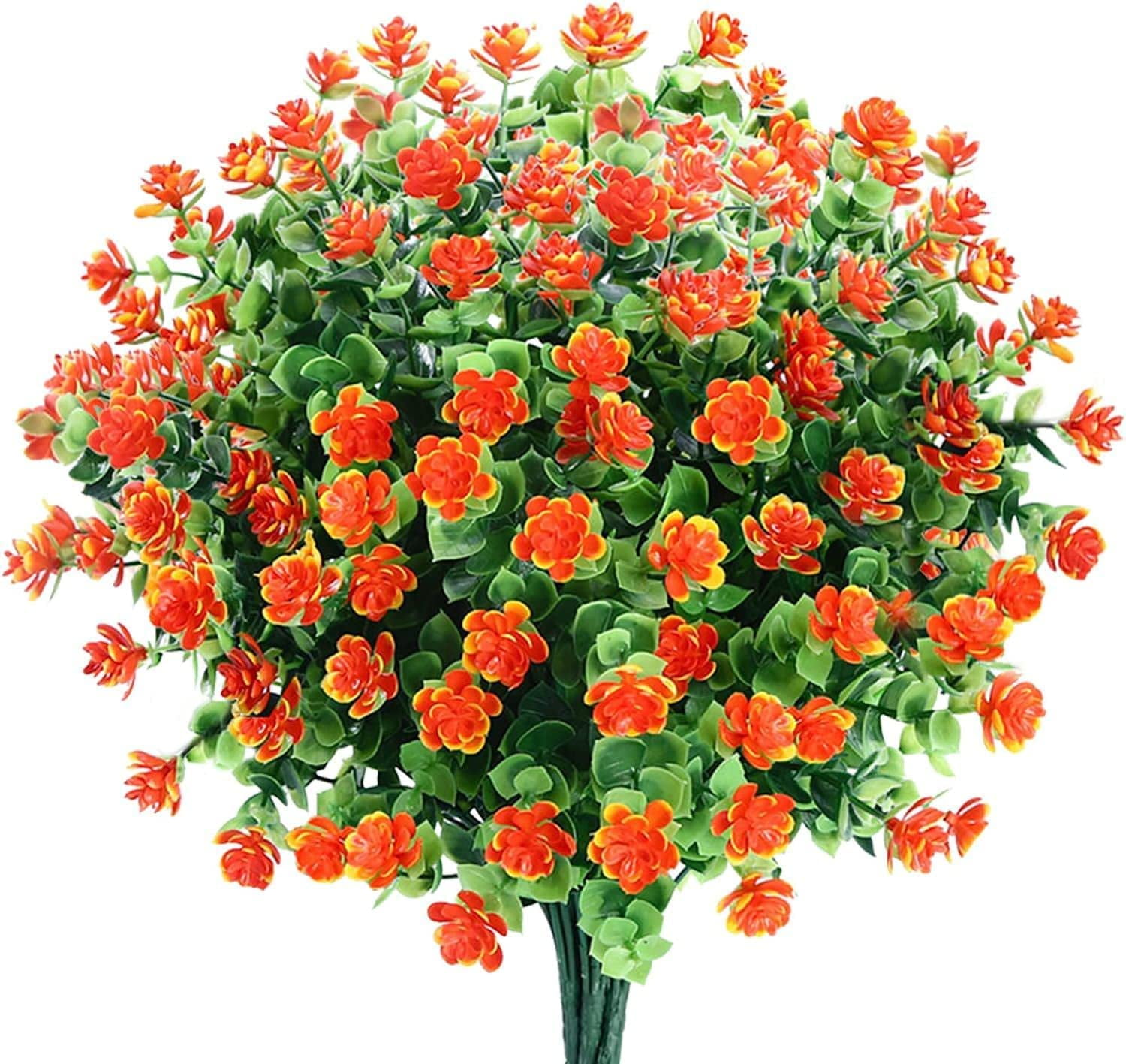 8 Bundles Outdoor Artificial Fake Flowers UV Resistant No Fade Boxwood ...