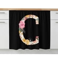 Black Letter C Flower Cabinet Curtains 10" W x 11" L Watercolor ...