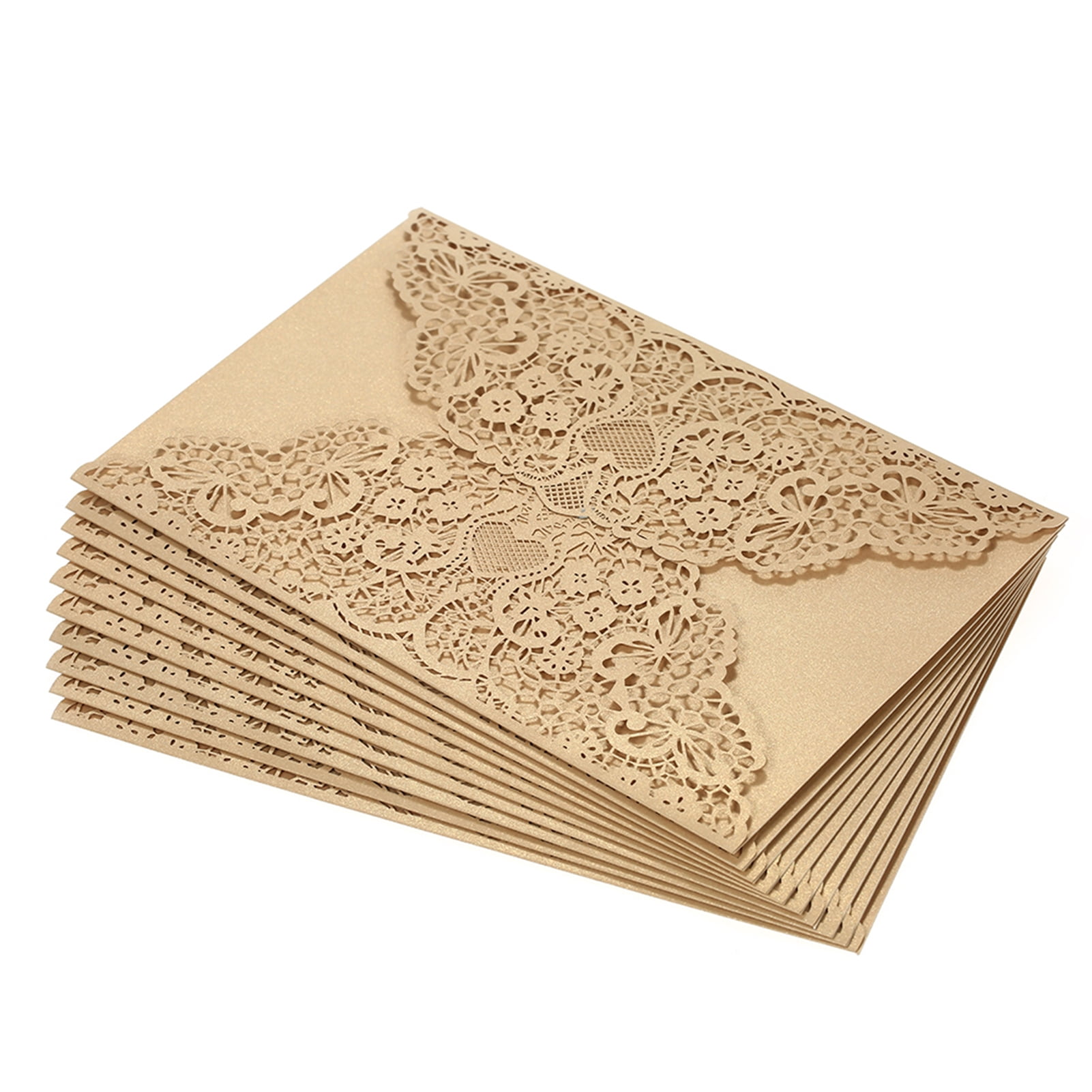 Tarjetas de invitación de papel perla 10pcs Invitación titulares- Oro ...