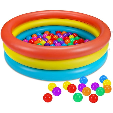Baby Kiddie Pool for Outside Plus 100 PCS Pit Balls Inflatable Small ...