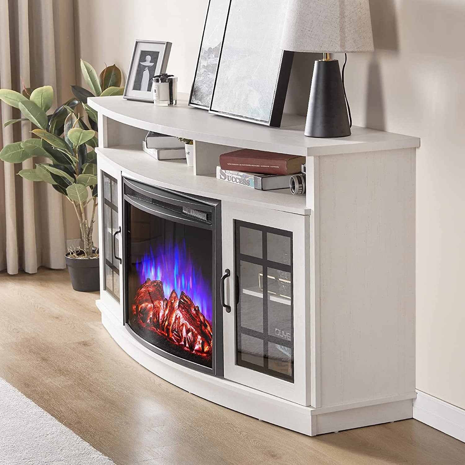 "AMERLIFE 63"" Entertainment Center with 26"" Fireplace, Distressed ...