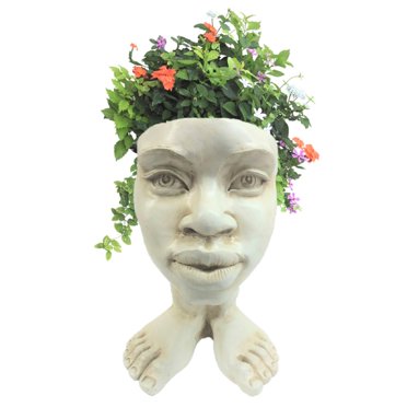 Homestyles Antique White Grumpy the Muggly Face Humorous Statue Planter ...