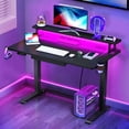 Dextrus Electric Height Adjustable Standing Desk with LED Light & Power ...