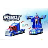 9" Transforming Robot Truck- 2 in 1 Lights Sound- Bump n Go Action Red ...