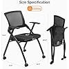 Foldable Stackable Conference Chair with Wheels, Ergonomic Rebound Back ...