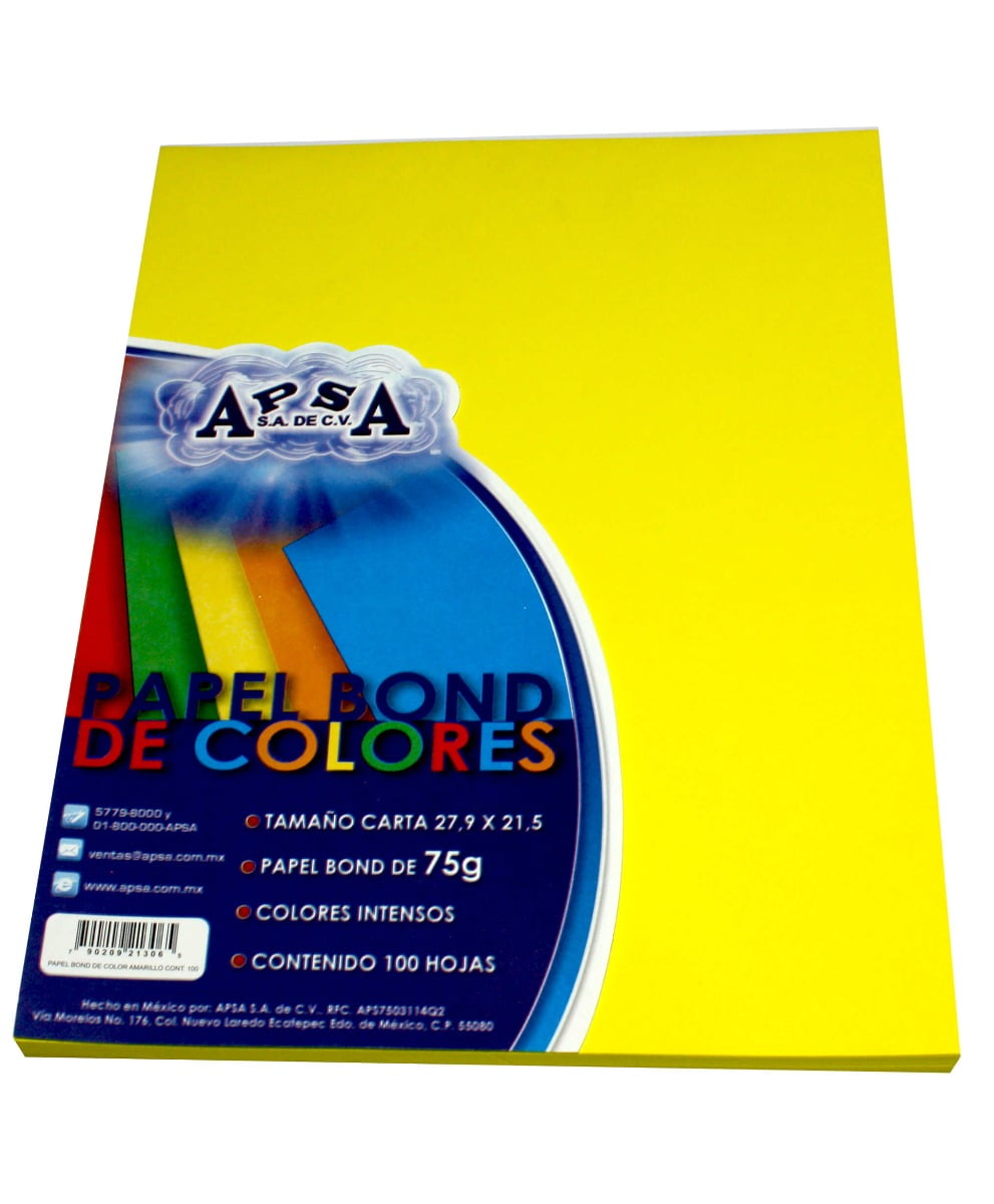 uOffice Colored Bond Paper Bundle 8.5" x 11", 20lbs, 100 Pages, Yellow ...