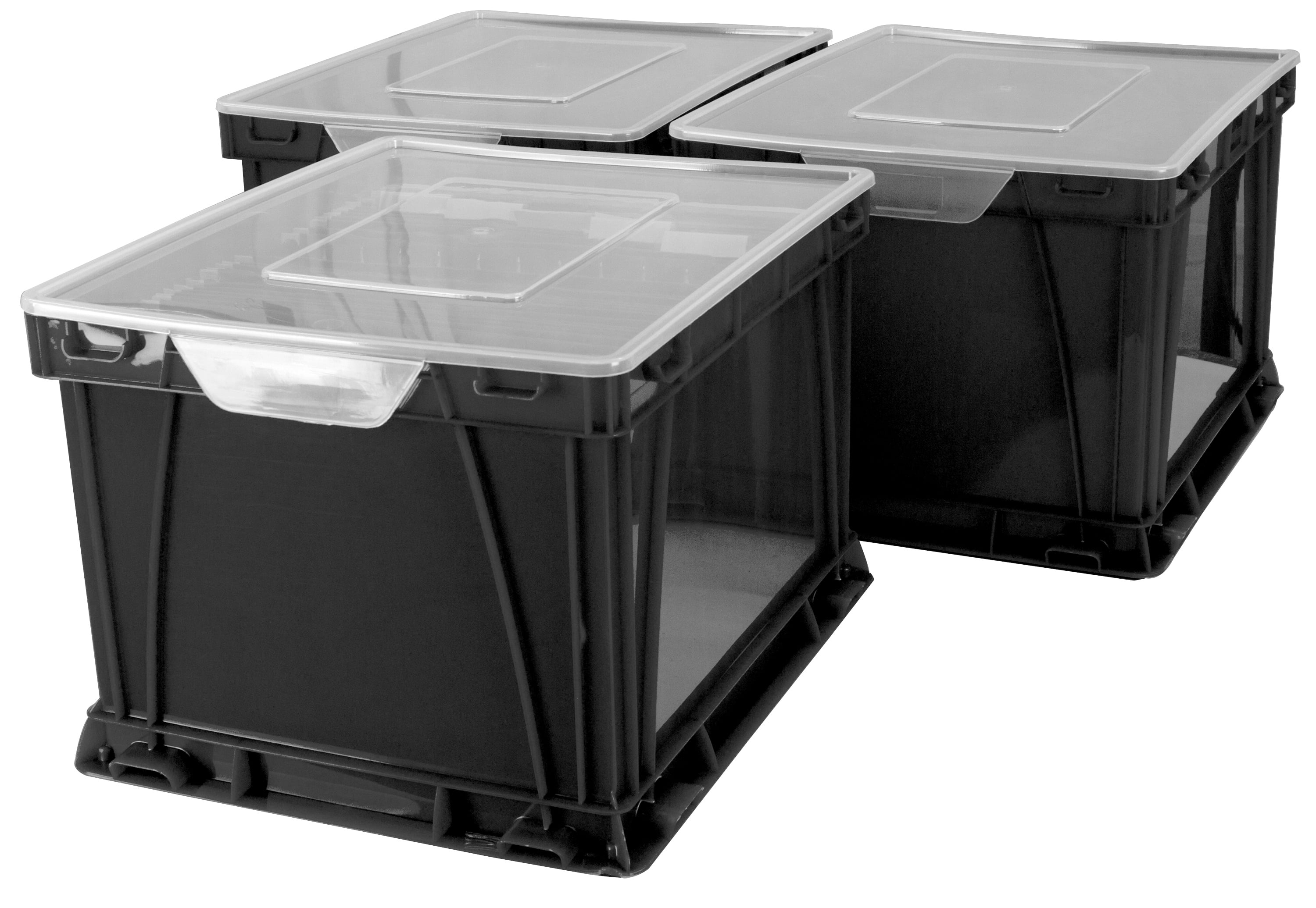 Storex Storage Cube, Letter / Legal Portable File Box, Black, 3-Pack ...