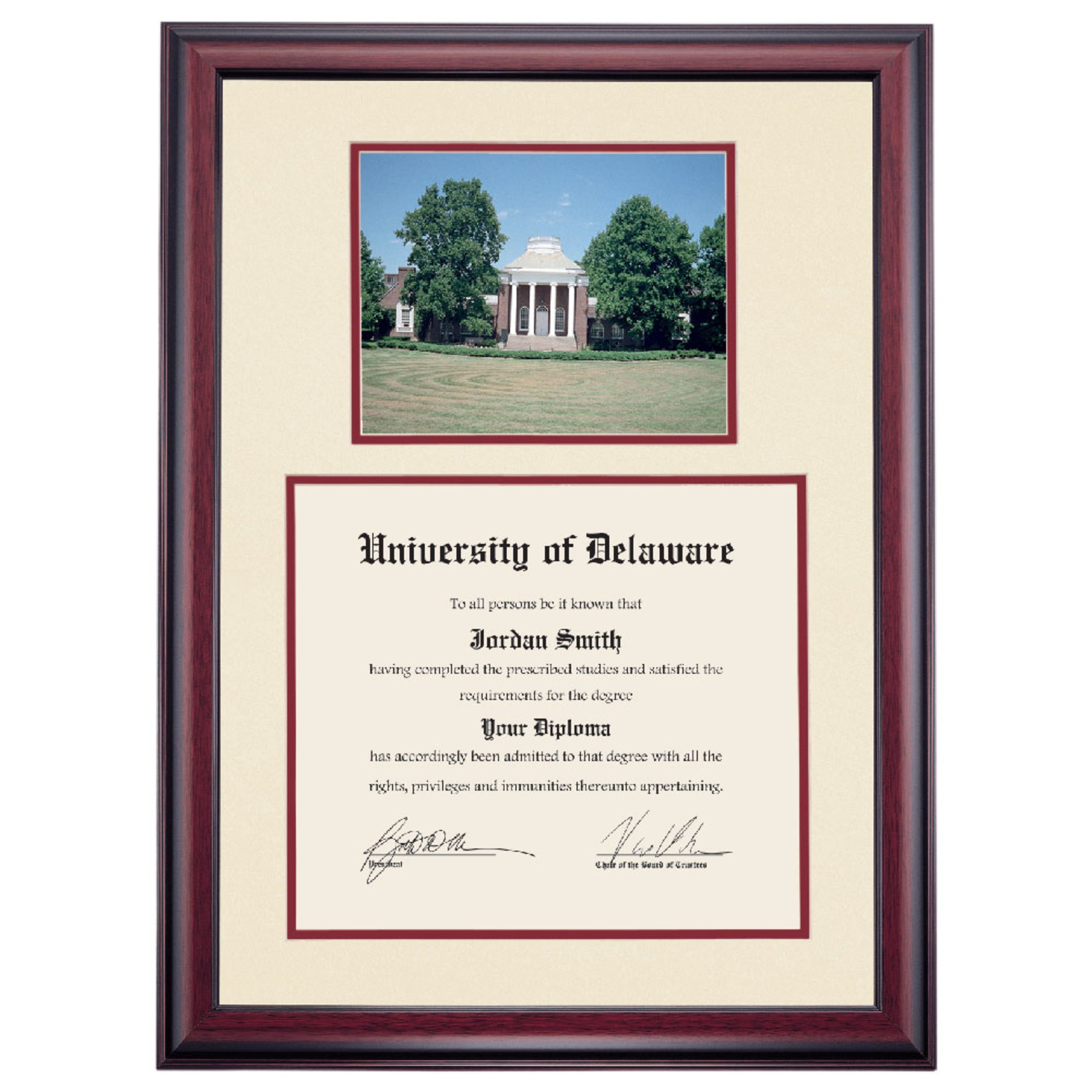 OCM Diploma Frame for University of Delaware UD, Ivory/Maroon Mat with ...
