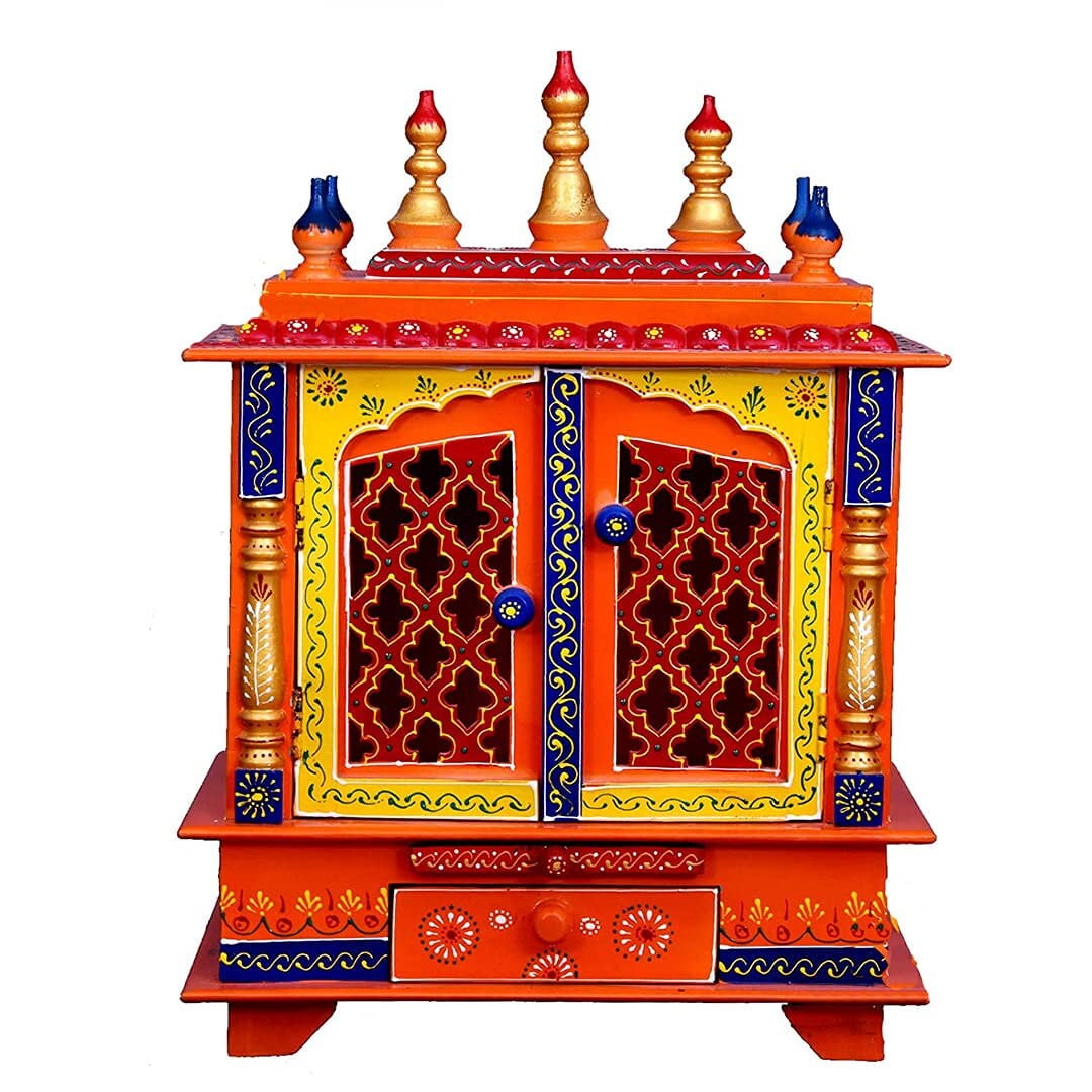 Wooden MDF Temple For Home / Wooden Multi Colored Mandir /Wall Hanging ...