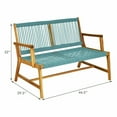Gymax Acacia Wood Rope Bench Loveseat for Patio, Garden, Backyard with ...
