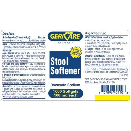 Stool Softener Geri-Care Softgel Capsule 1000 per Bottle 100 mg ...