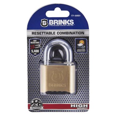 BRINKS 67149002 50MM COMMERCIAL SOLID BRASS RESETTABLE LOCK WITH 2 ...