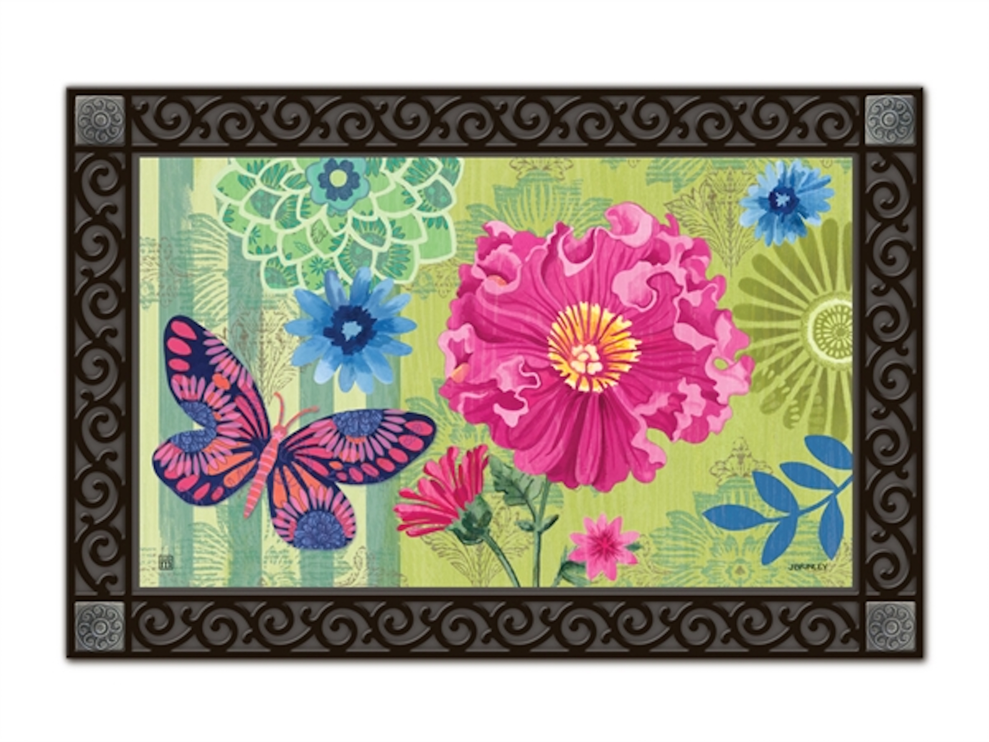 Capistrano Peony Spring Doormat Floral Butterfly Indoor Outdoor 18" x ...