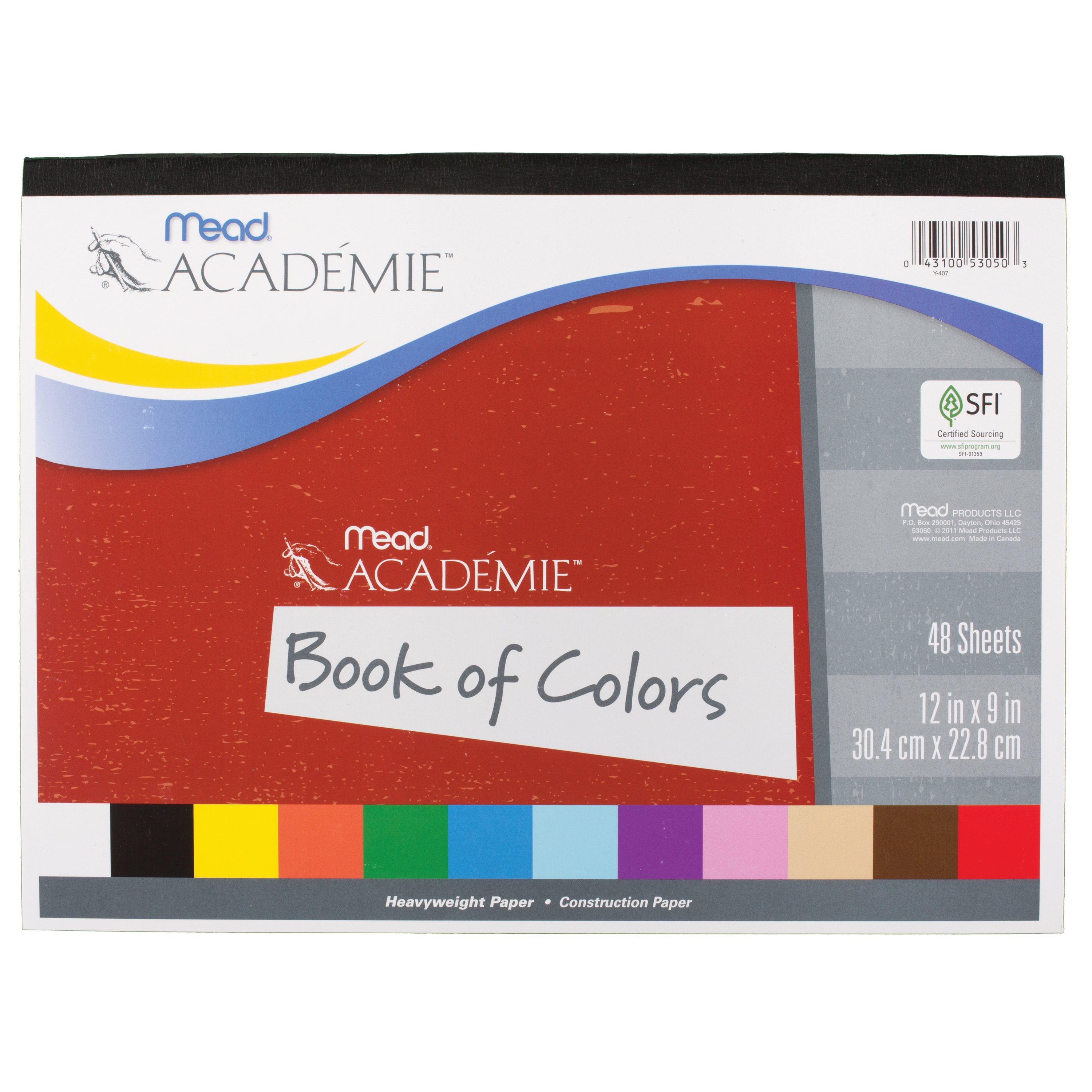 Mead Académie Book of Colors, 12" x 9", 48 Sheets, 12 Assorted Colors ...