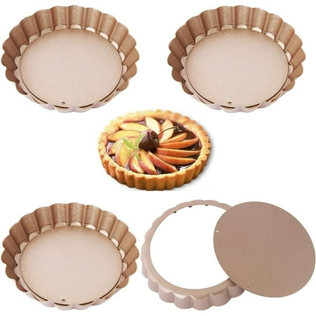 4 Piece Removable Bottom Mould, Non-Stick Quiche Pie Mould, Round ...
