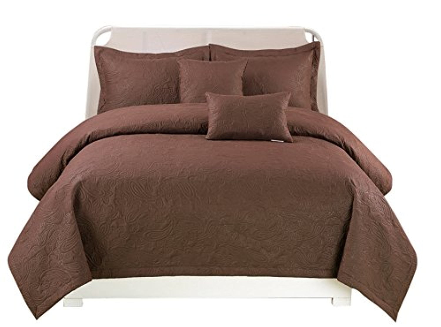 Peach Couture Home Collection Embossed Paisley 5 pcs Quilt Set ...