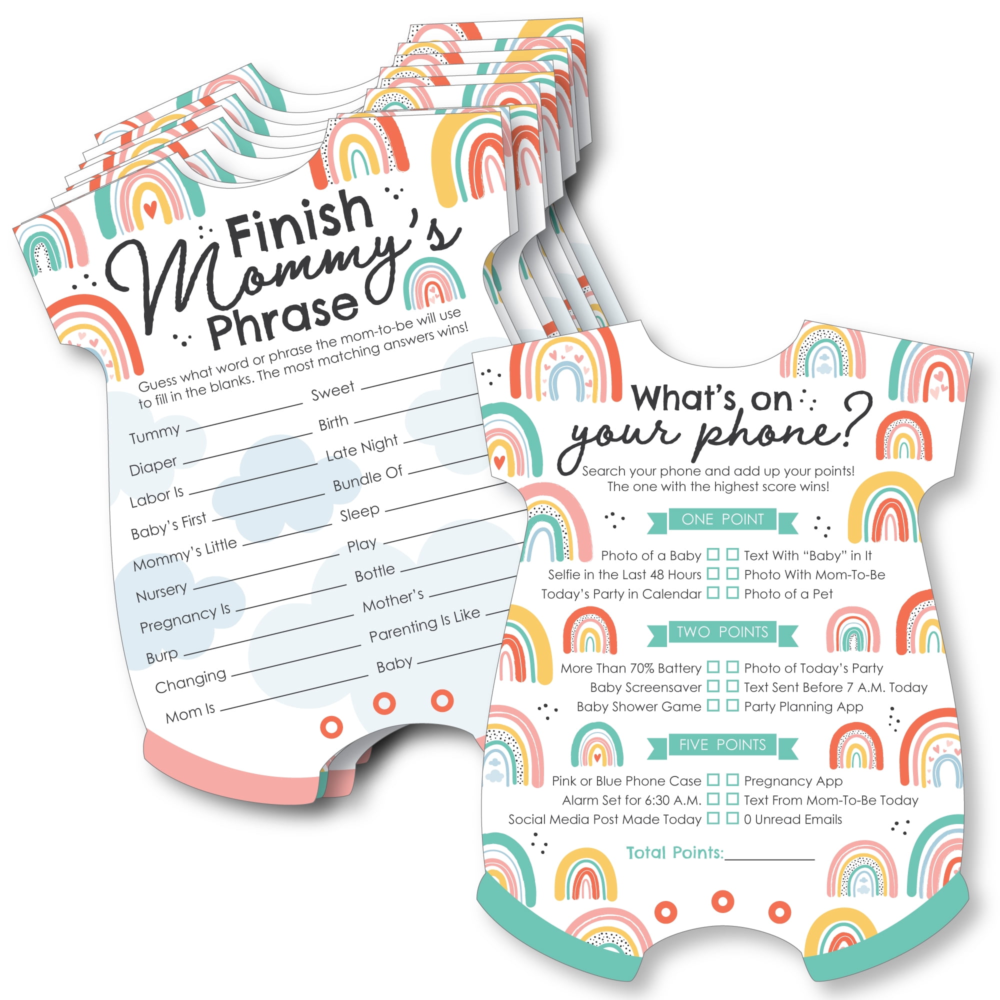 Hello Rainbow - 2-in-1 Boho Baby Shower Cards - Activity Duo Games - Set of 20 - Walmart.com