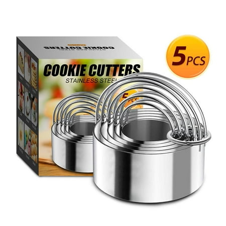 5 Pieces Cookies Cutter Set Circle Pastry Cutters - Stainless Steel ...
