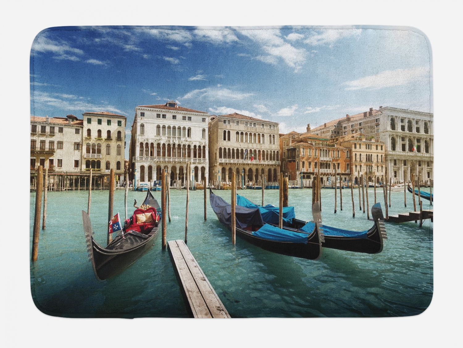 Italian Bath Mat, Gondolas in the Venetian Adriatic Lagoon Historical ...