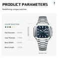 POEDAGAR Casual Square Men's Waterproof Luminous Date Week Stainless ...