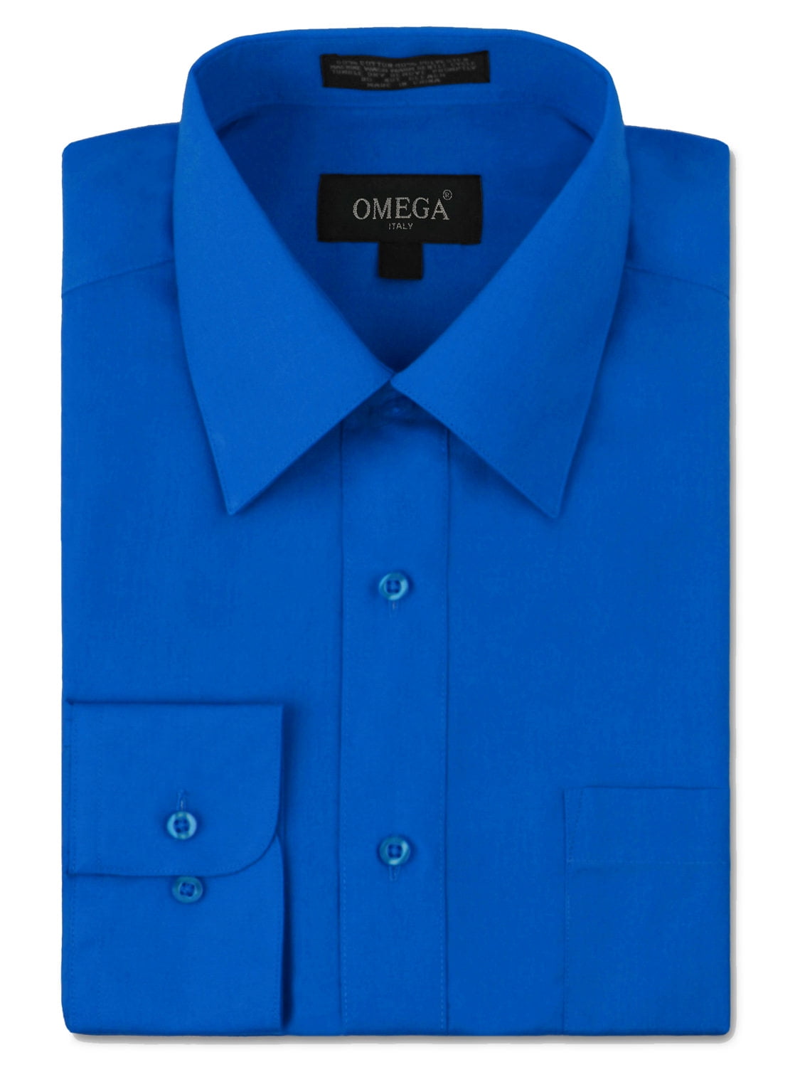 Omega - Omega Italy Men's Long Sleeve Dress Shirt Solid Color Regular ...