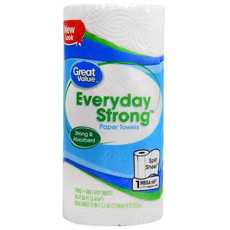 Great Value Ultra Strong Paper Towels Split Sheet 12