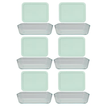 Pyrex 7210 3-Cup Rectangle Glass Food Storage Dishes & 7210-PC 3-Cup ...