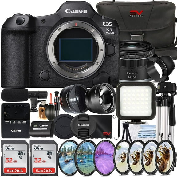 Canon EOS R8 Mirrorless Camera with RF 24-50mm + 75-300mm Lens + 2 Pack ...