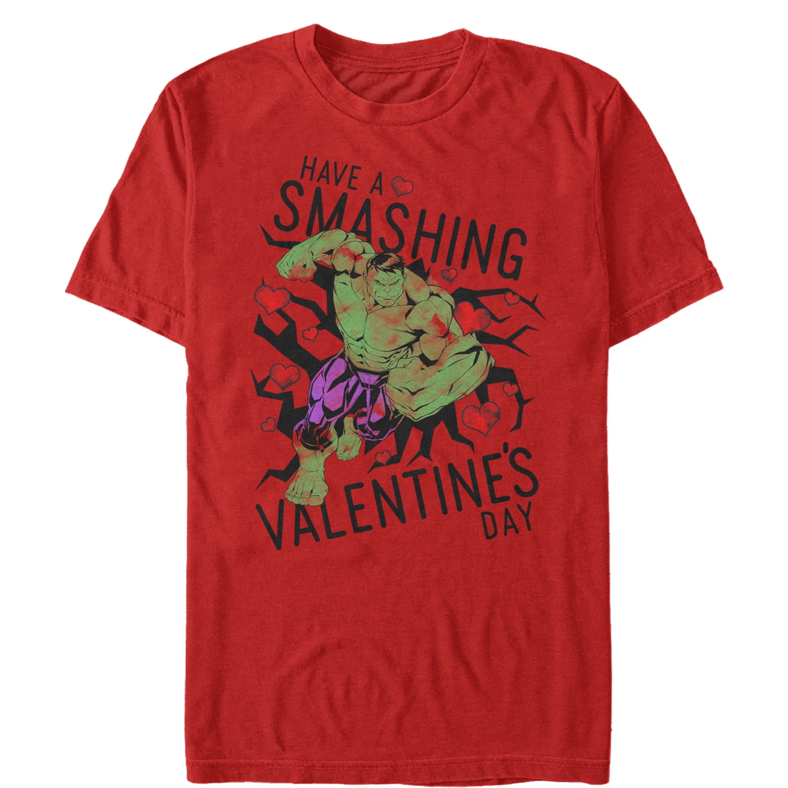 Men's Marvel Valentine's Day Hulk Smashing Graphic Tee Red 3X Large ...
