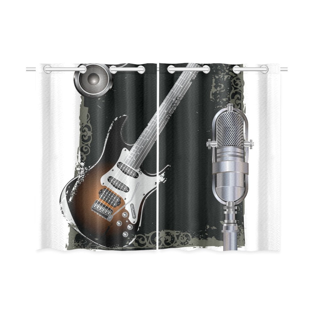 MKHERT Grunge Music Background Window Curtains Kitchen Curtain Room ...