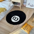 LAKEA 8 Ball Rug Black Round Rug Carpet Non-Slip Flocking Floor Area ...