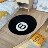 LAKEA 8 Ball Rug Black Round Rug Carpet Non-Slip Flocking Floor Area ...